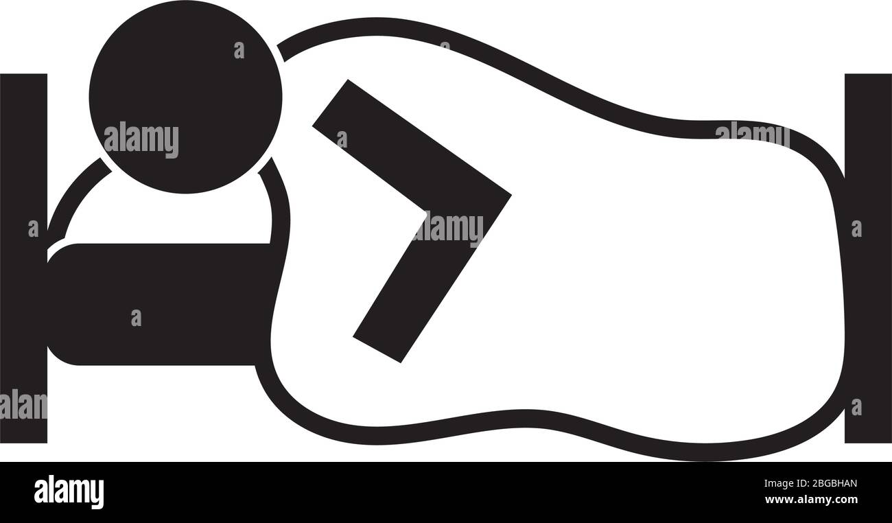 human sleeping in bed health pictogram silhouette style Stock Vector ...