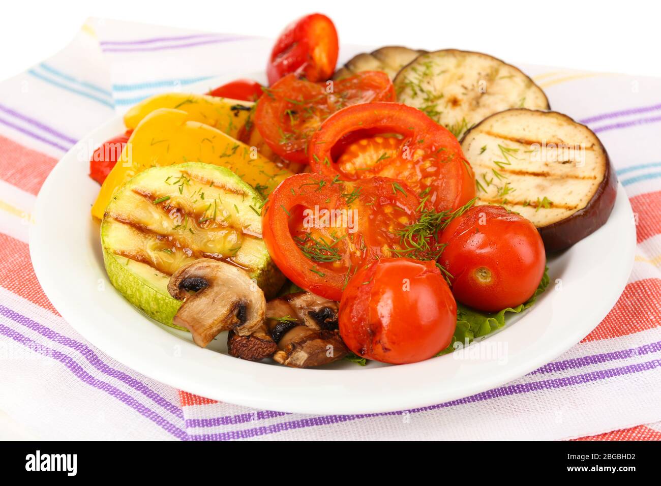 Delicious grilled vegetables on plate on table close-up Stock Photo - Alamy