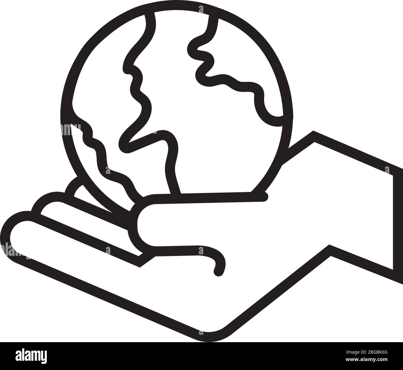 hand lifting world planet earth line style Stock Vector Image & Art - Alamy