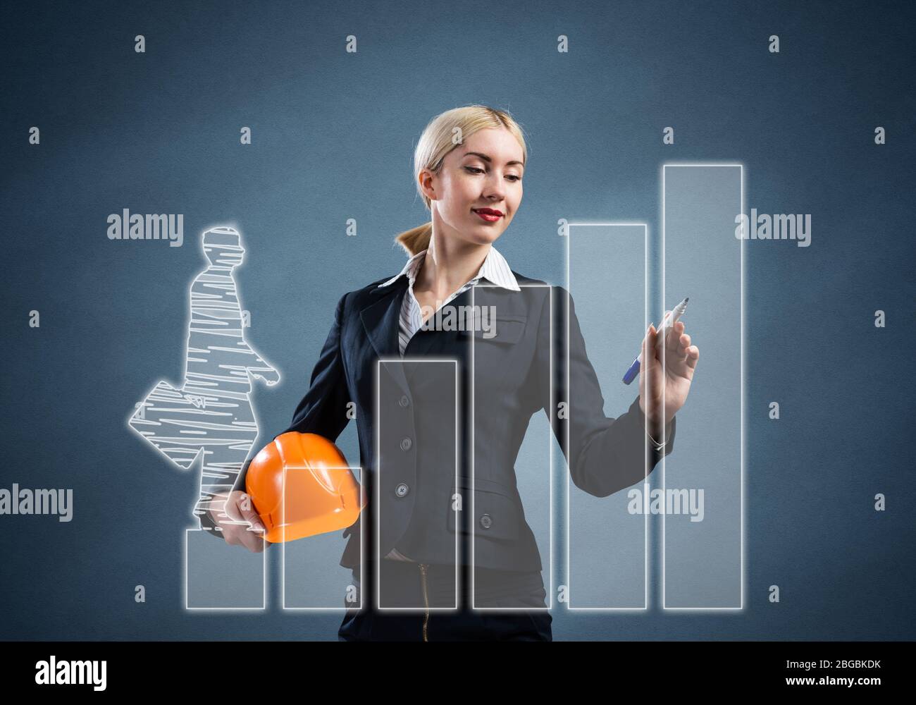 Business lady drawing success graph Stock Photo - Alamy