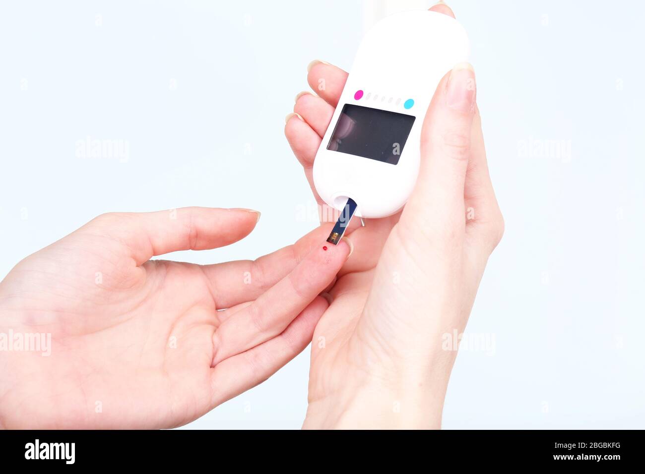 Measuring glucose level blood close-up Stock Photo - Alamy