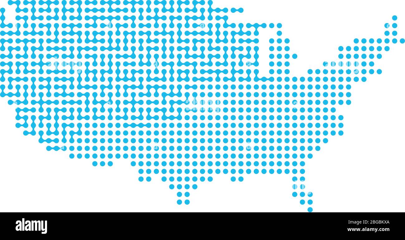 USA map in connected dots. Concept of networking, structure ...