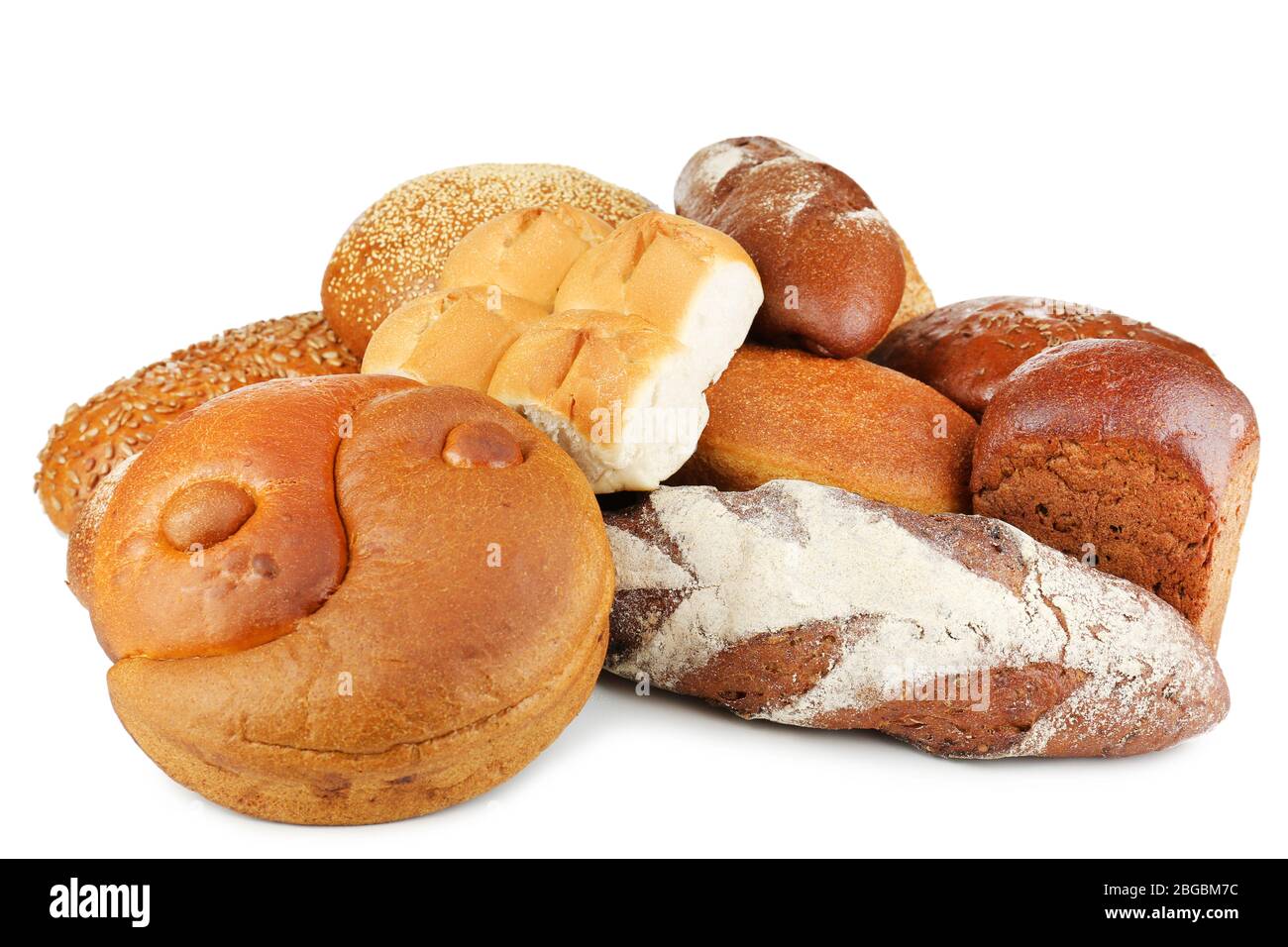 Different types of bread isolated on white Stock Photo - Alamy