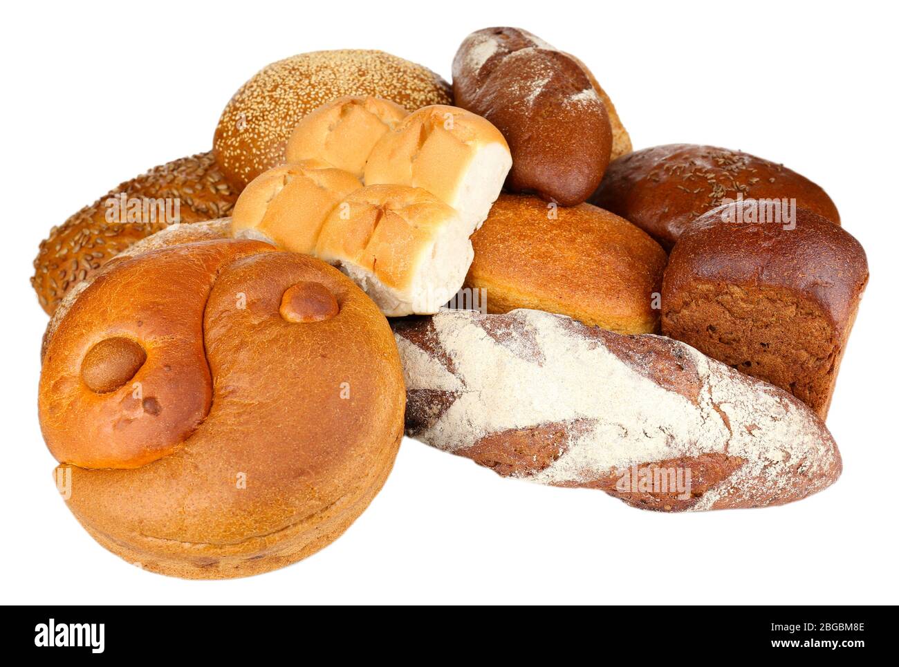 Different types of bread isolated on white Stock Photo - Alamy