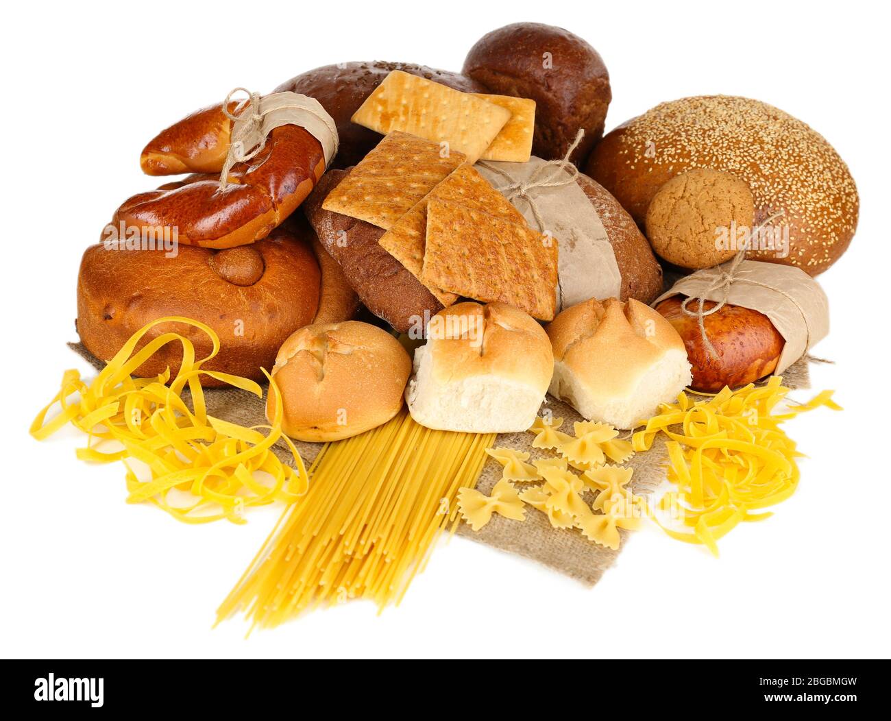 Tasty flour products isolated on white Stock Photo - Alamy