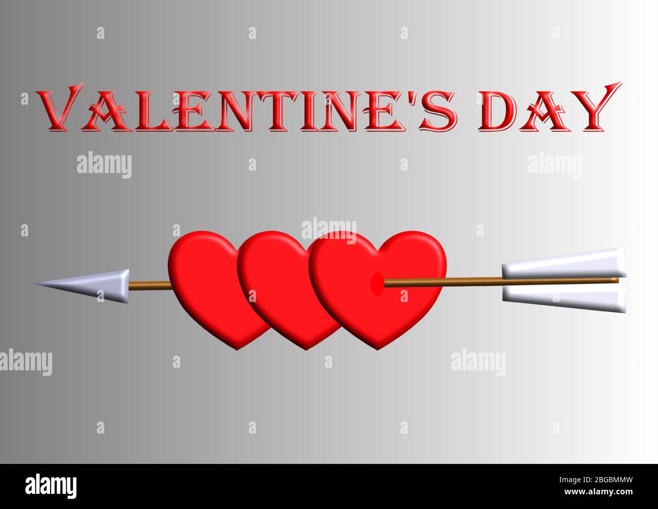 Heart pierced by an arrow for Valentine's Day. Template for text ...