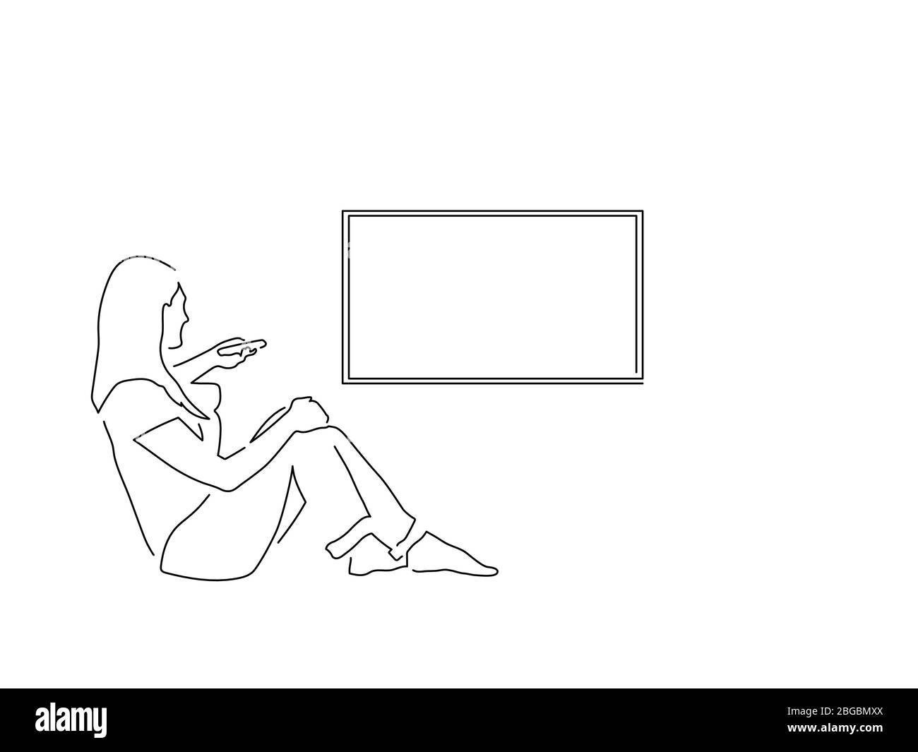 People at home isolated line drawing, vector illustration design Stock ...
