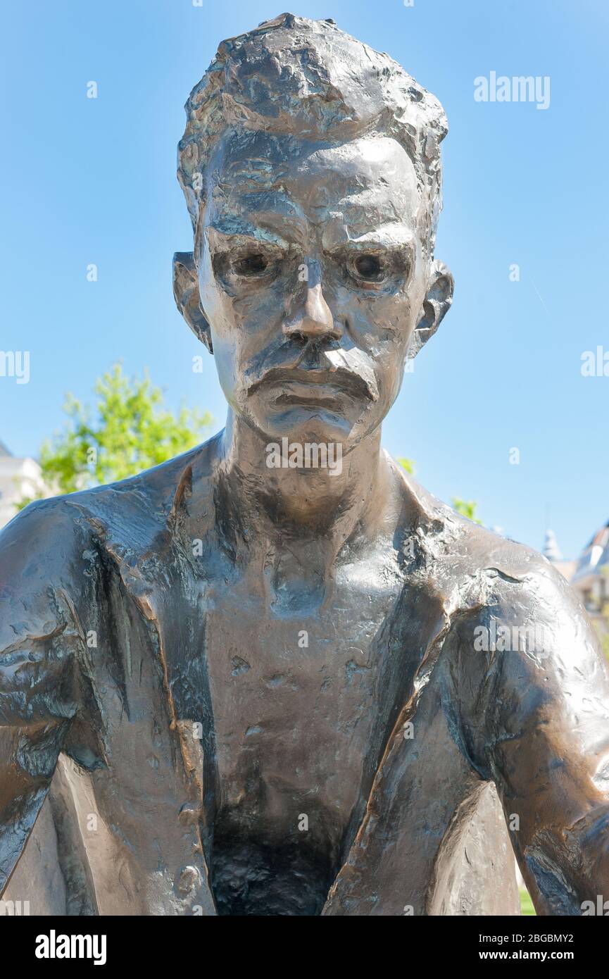 Budapest, Hungary. April 20 2020. The statue of Attila Jozsef - famous ...