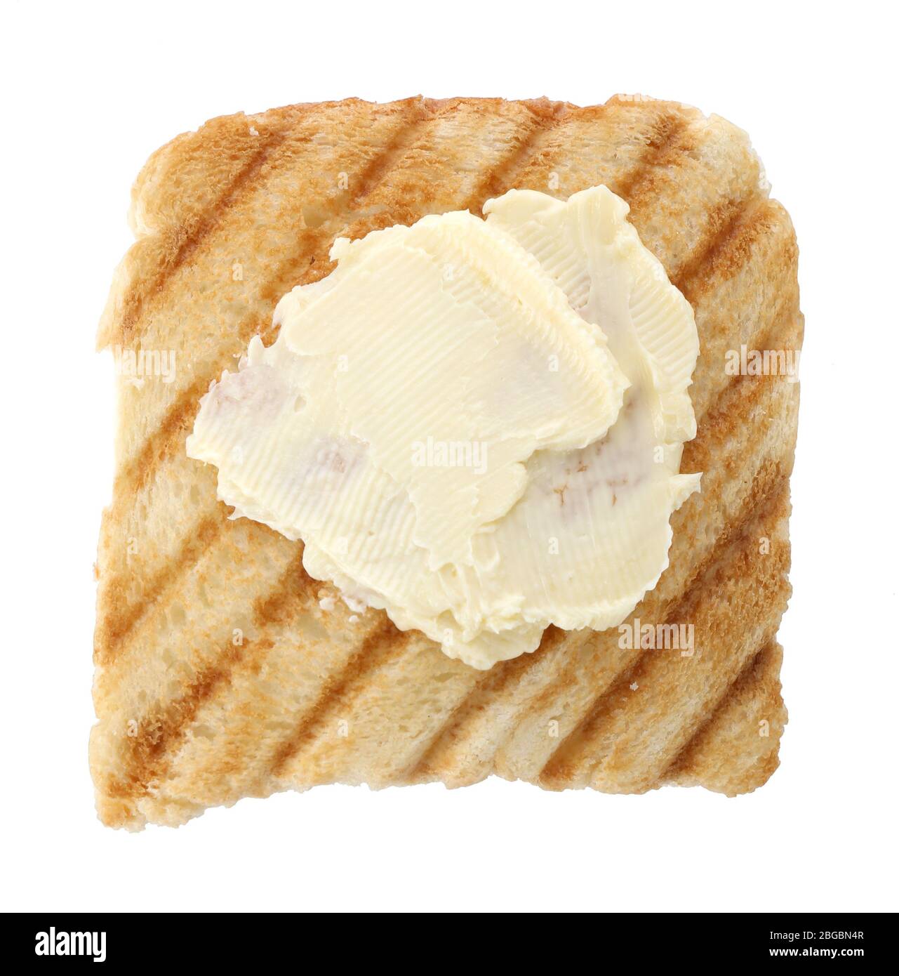 Grilled bread with butter, isolated on white Stock Photo - Alamy