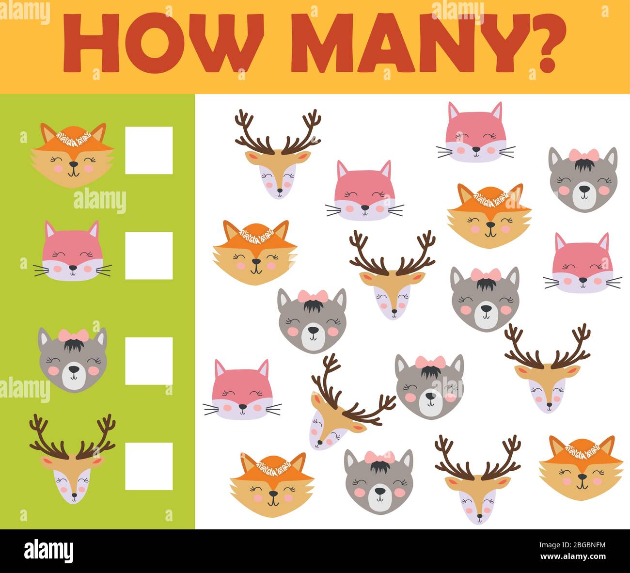 Counting animal games for preschool kids sheet layout in colorful ...