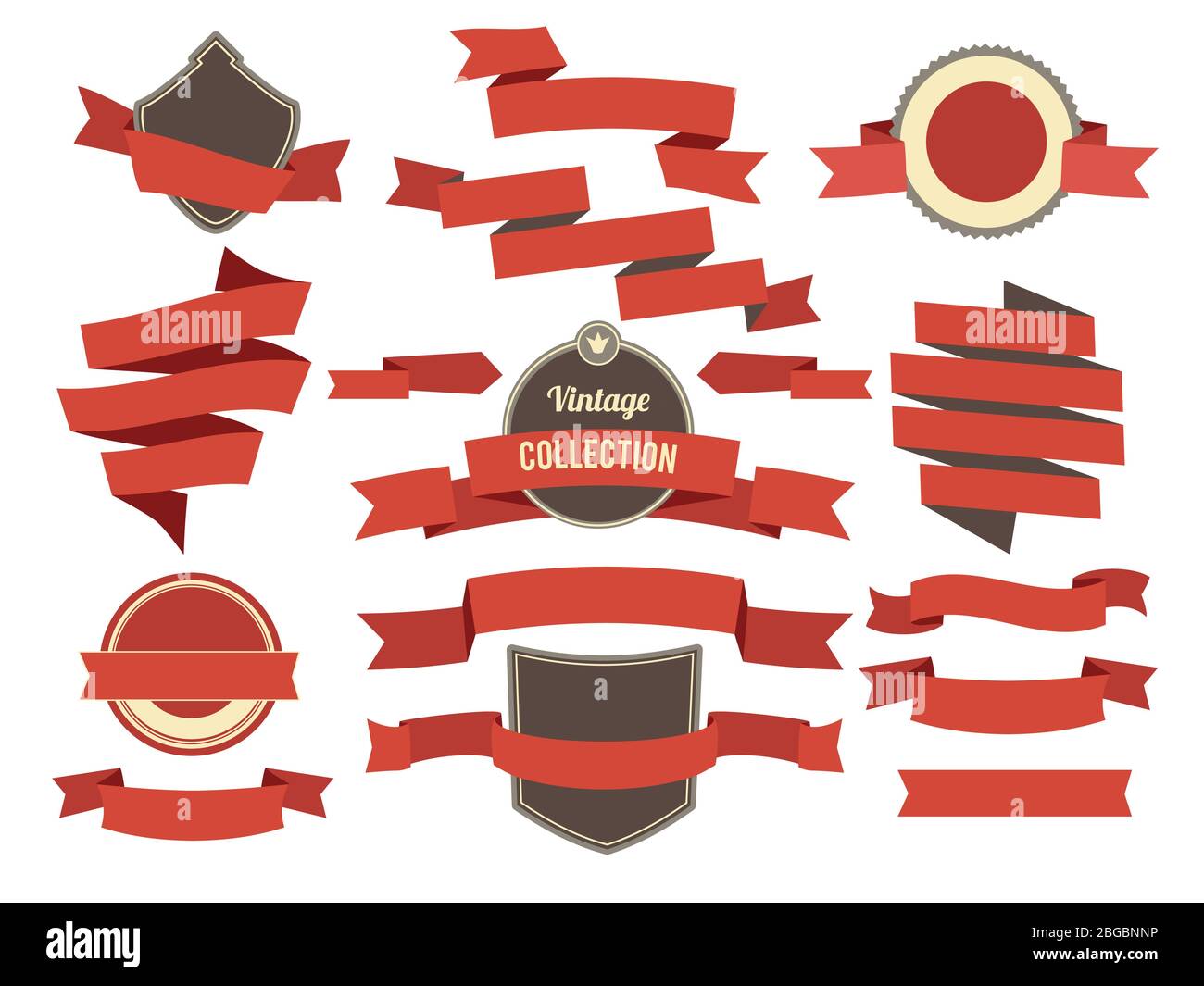 Coloring banners ribbons and badges set in modern flat style. Vector ...