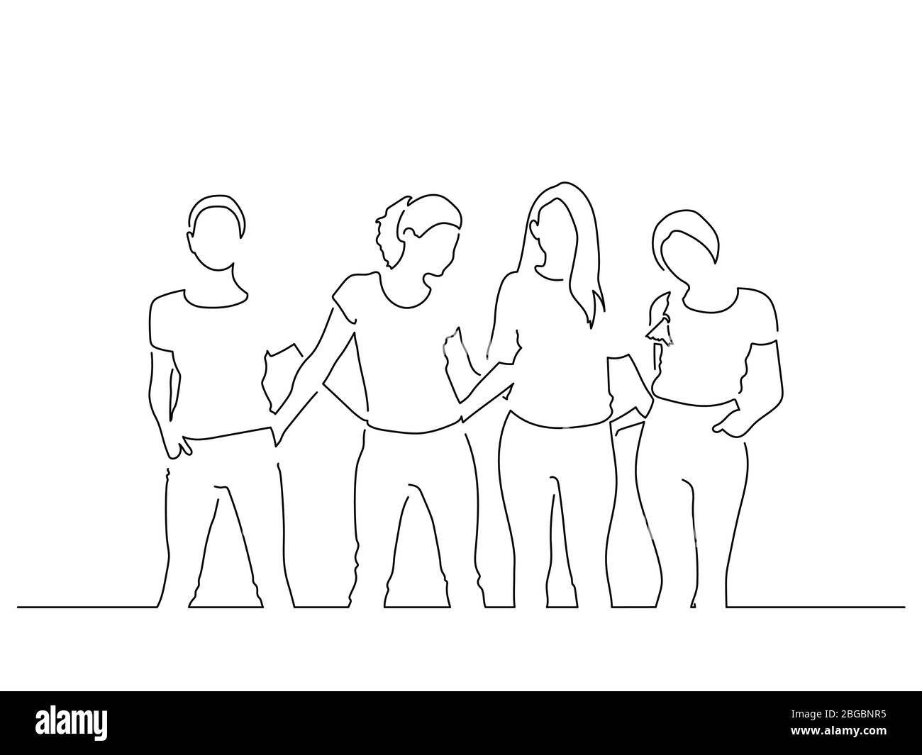 People on the street isolated line drawing, vector illustration design ...