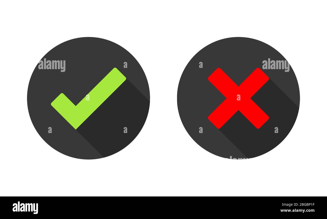 Check, tick mark. True false icon with long shadow. Vector illustration ... Check, tick mark. True false icon with long shadow. Vector illustration ...