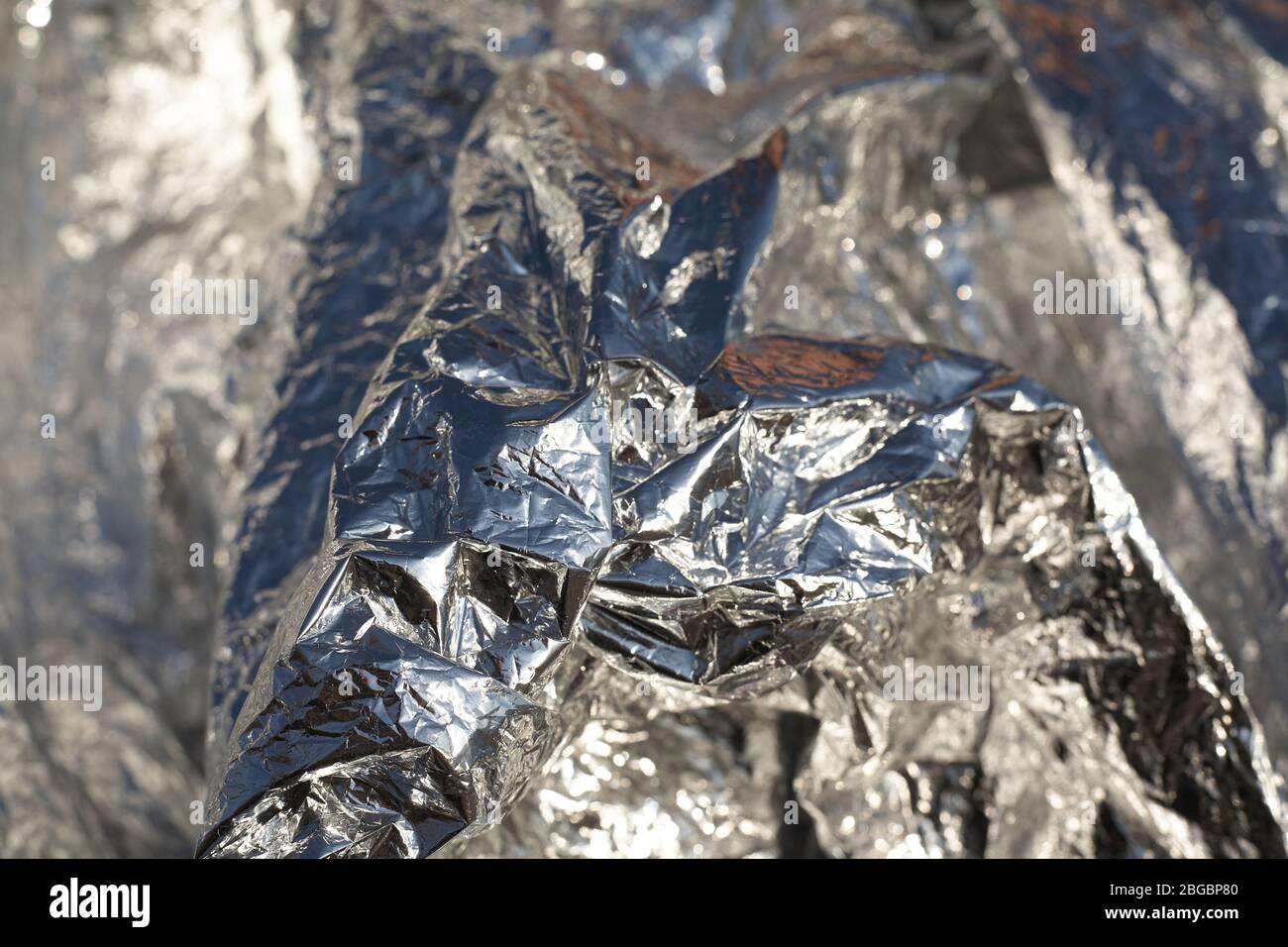 Texture of a thin crumpled sheet of foil. Crumpled foil background ...