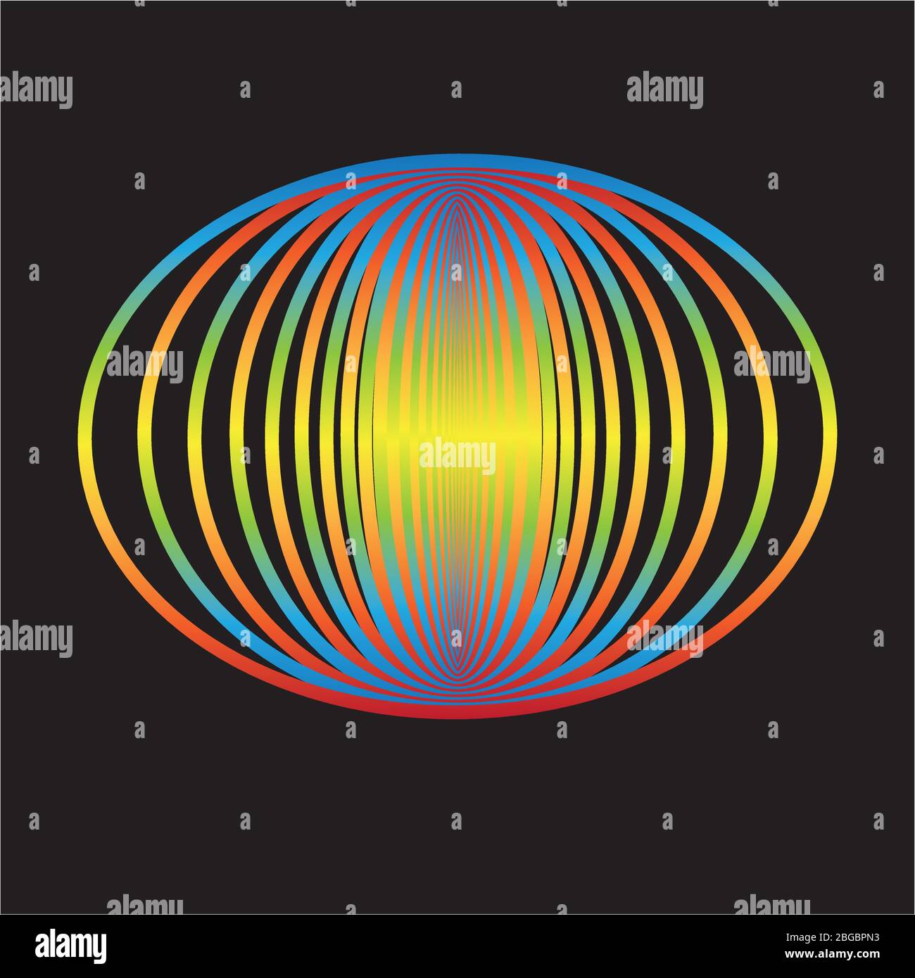 Gradient rainbow colors dynamic ellipse shape on black background Stock ...