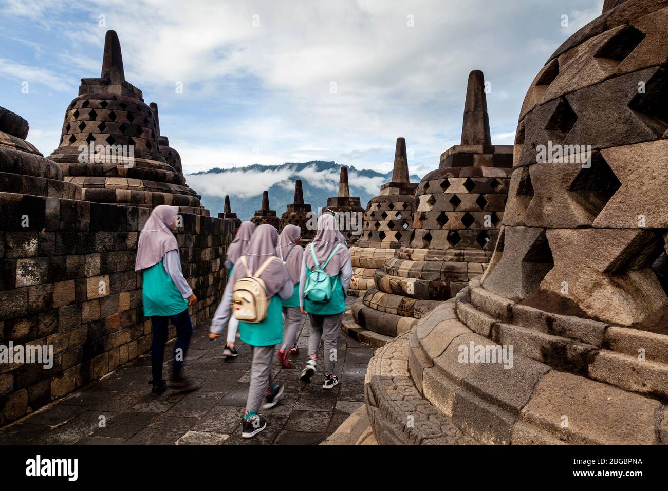 Indonesian Domestic Visitors At Borobudur Temple, Yogyakarta, Central ...