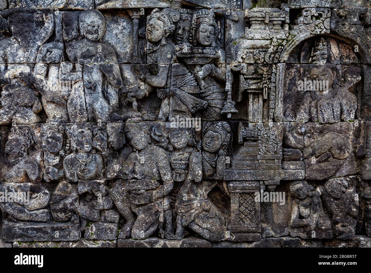 Relief Panels At Borobudur Temple, Yogyakarta, Central Java, Indonesia ...