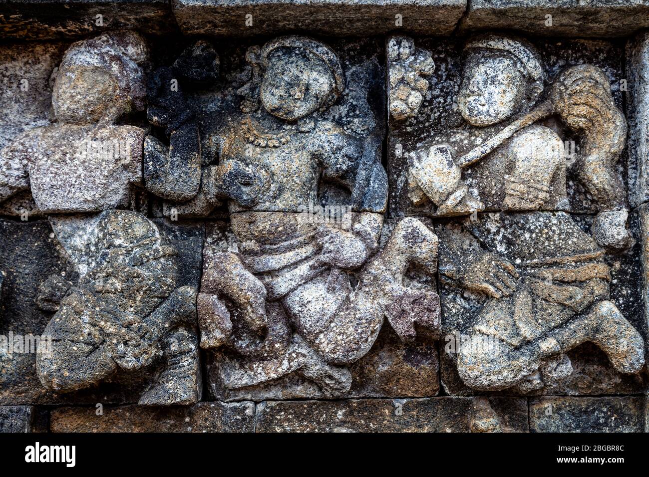 Relief Panels At Borobudur Temple, Yogyakarta, Central Java, Indonesia ...