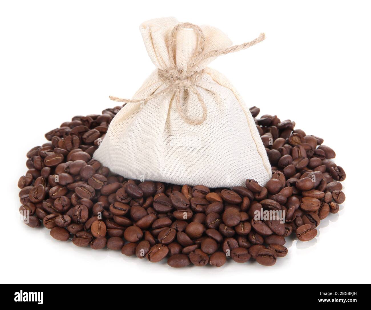 Coffee beans in sack, isolated on white Stock Photo - Alamy