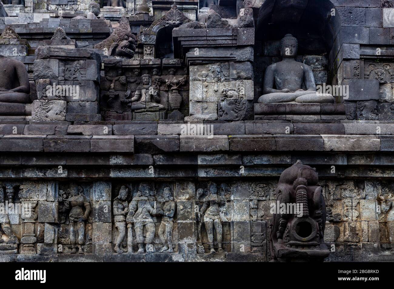 Relief Panels At Borobudur Temple, Yogyakarta, Central Java, Indonesia ...