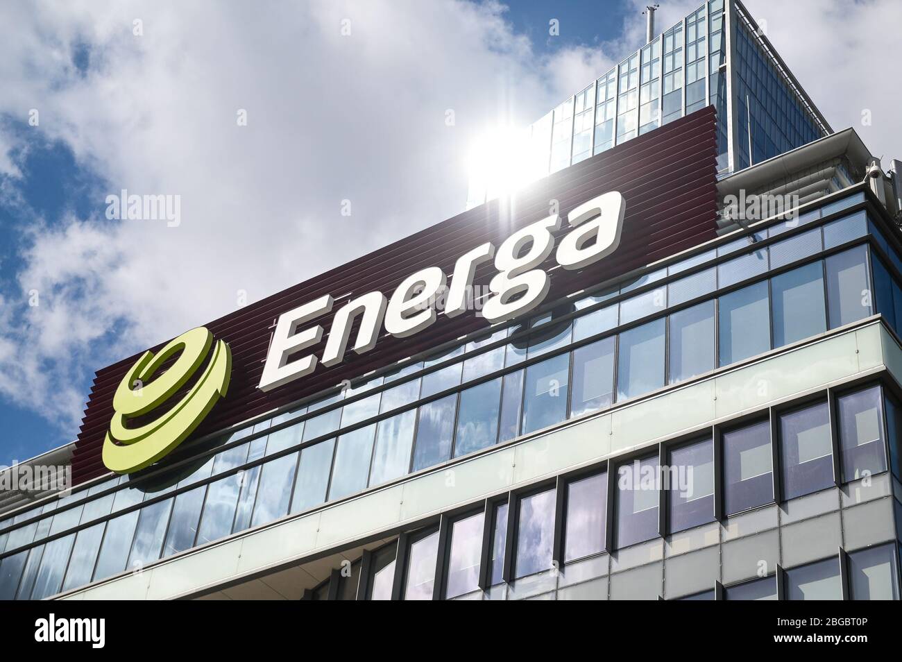 Poland. 16th Apr, 2020. Energa logo at the office building in Gdansk ...