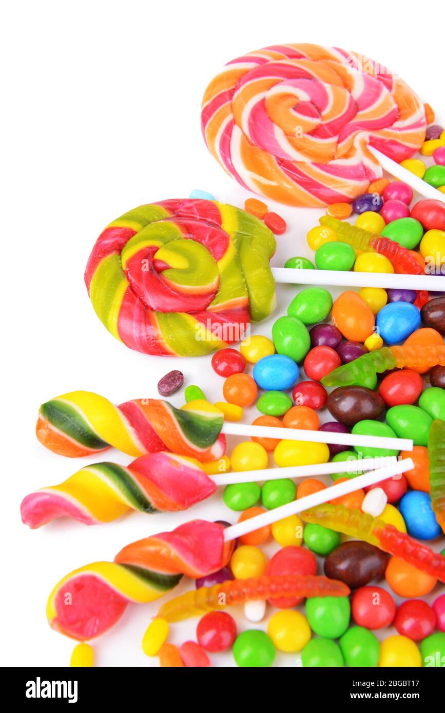 Different colorful fruit candy close-up Stock Photo - Alamy