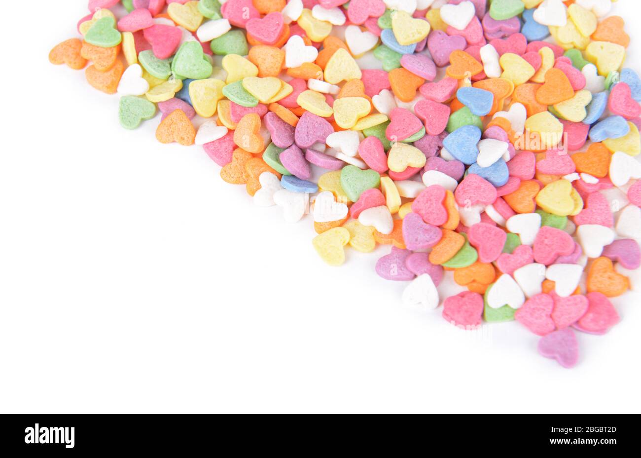 Colorful candy-hearts isolated on white Stock Photo - Alamy