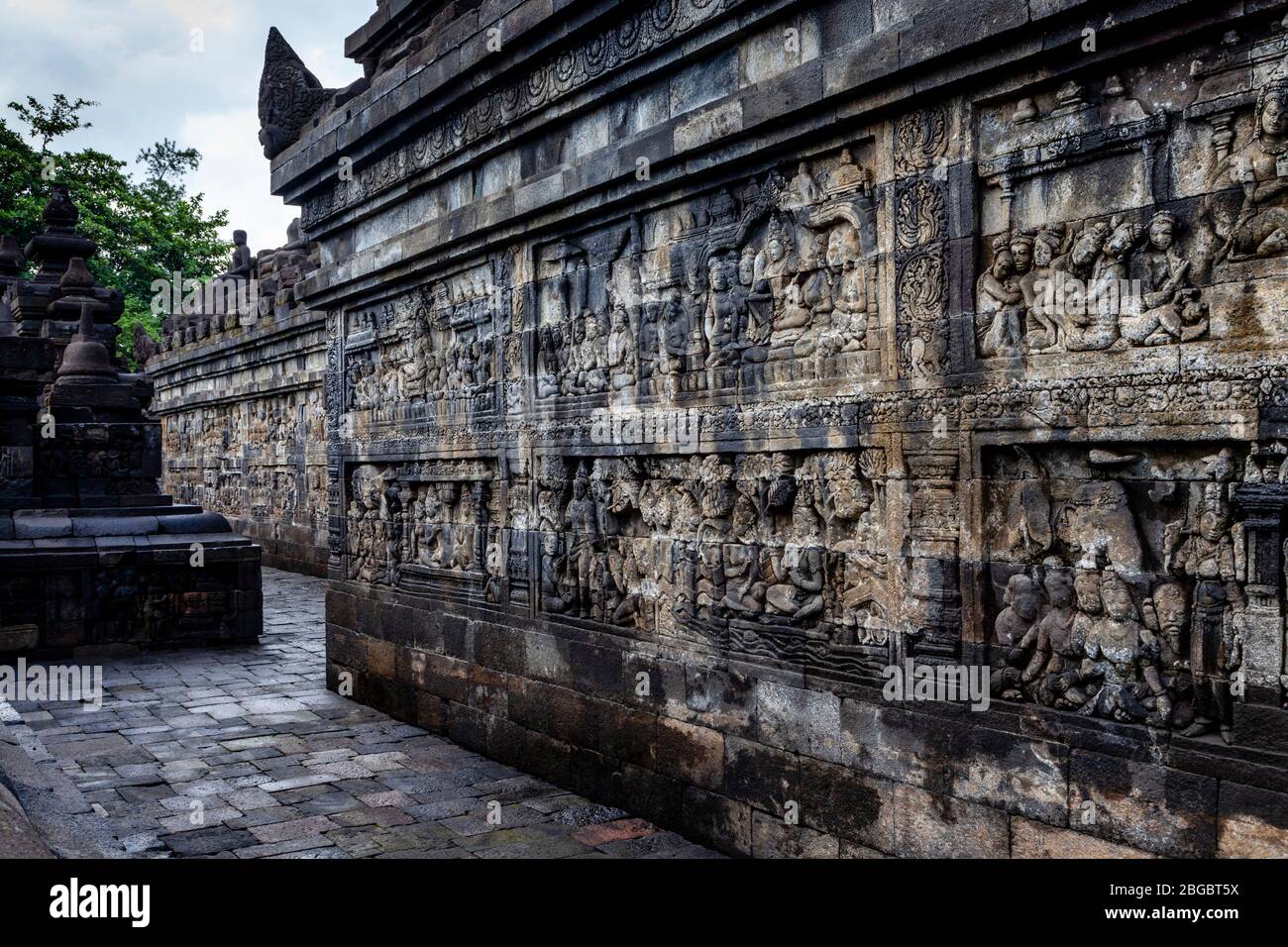 Relief Panels At Borobudur Temple, Yogyakarta, Central Java, Indonesia ...