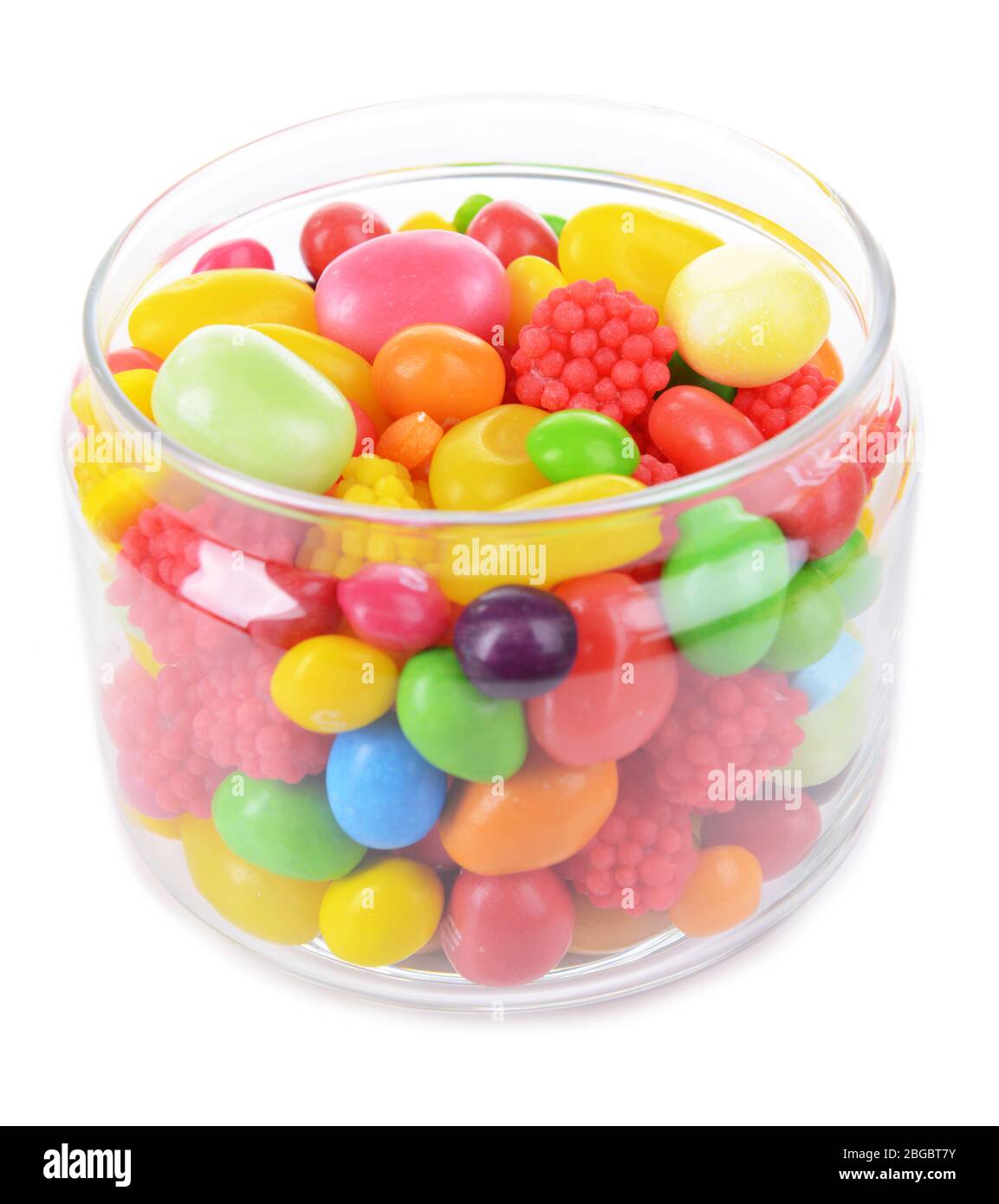 Different colorful fruit candy in jar isolated on white Stock Photo - Alamy