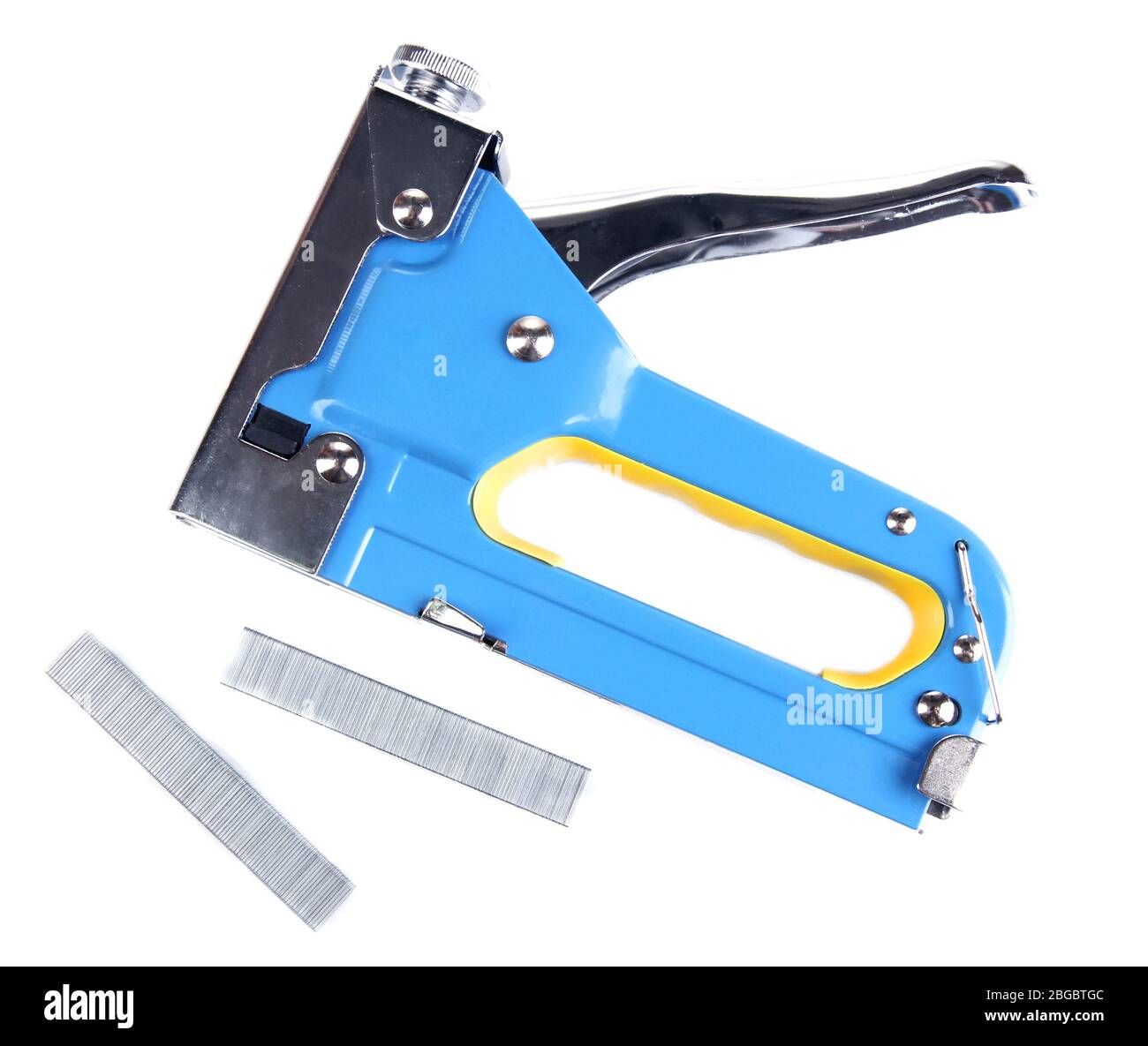 Construction stapler and staples isolated on white Stock Photo - Alamy