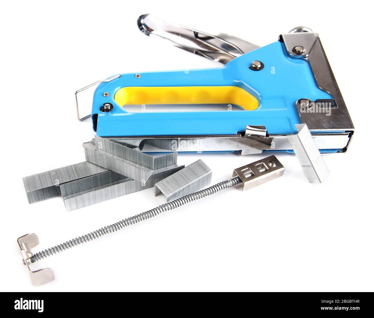 Construction stapler and staples isolated on white Stock Photo - Alamy