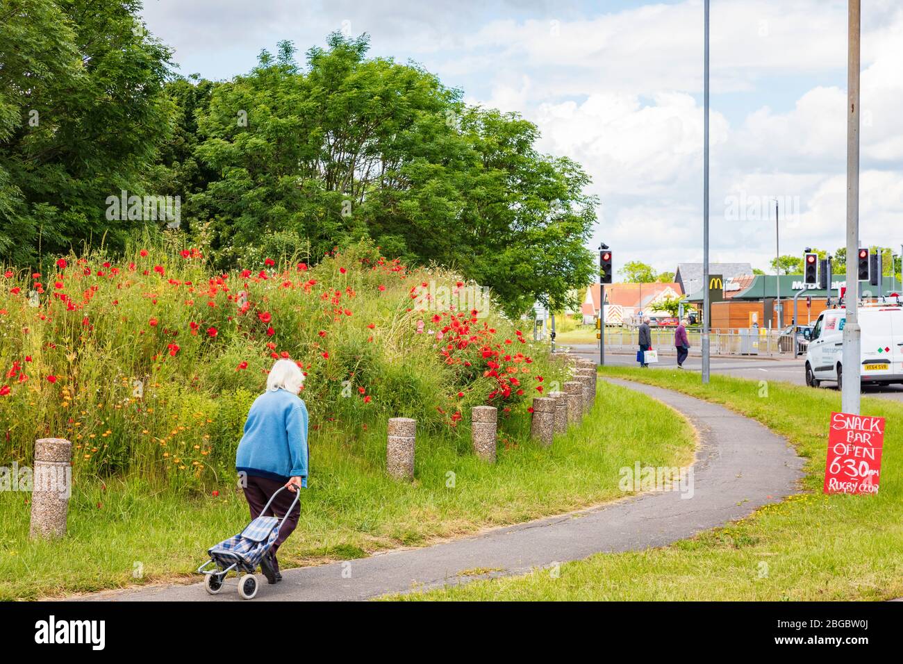 The busy roundabout on the A2990 Thanet Way at Chestfield, with small ...