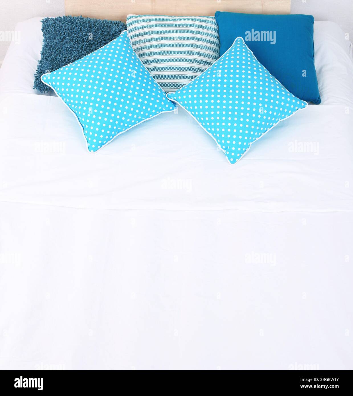 Bed in room top view close-up Stock Photo - Alamy