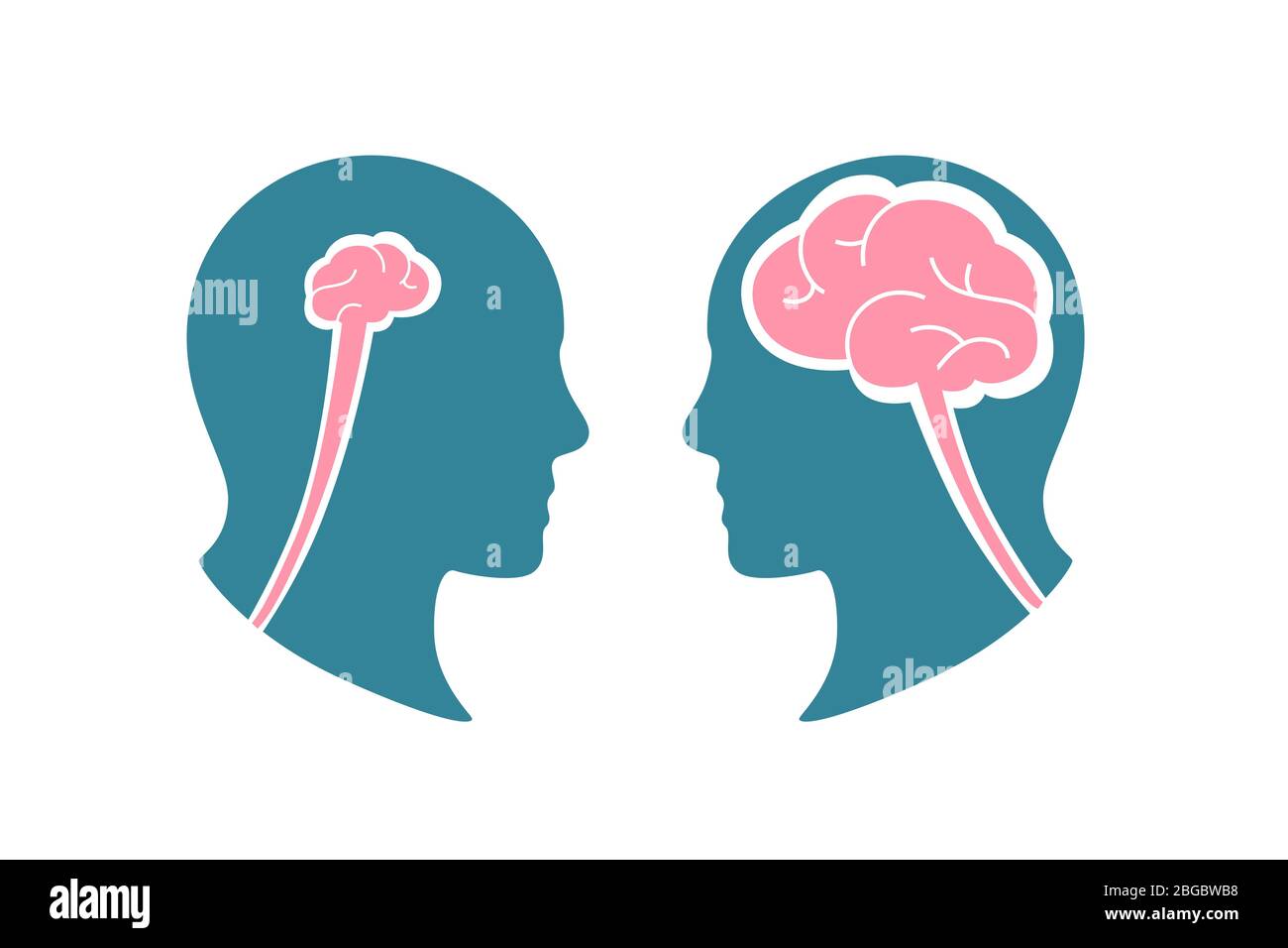 Cartoon colorful human smart stupid head vector flat illustration Stock ...