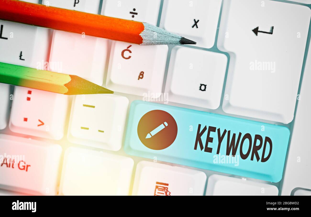 Word writing text Keyword. Business photo showcasing word which acts as ...