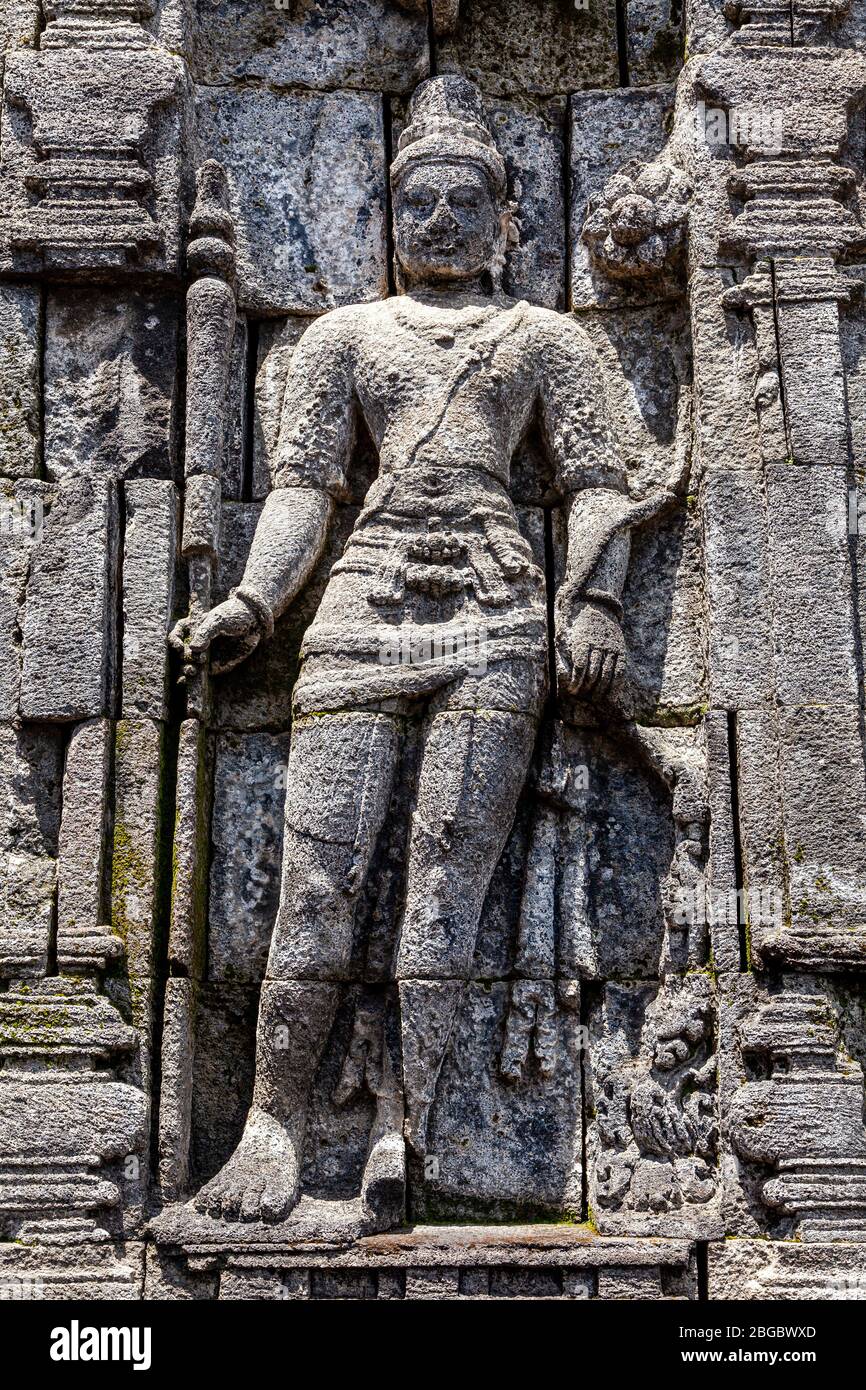 A Bas Relief Panel At Candi Sewu Buddhist Temple, The Prambanan Temple ...