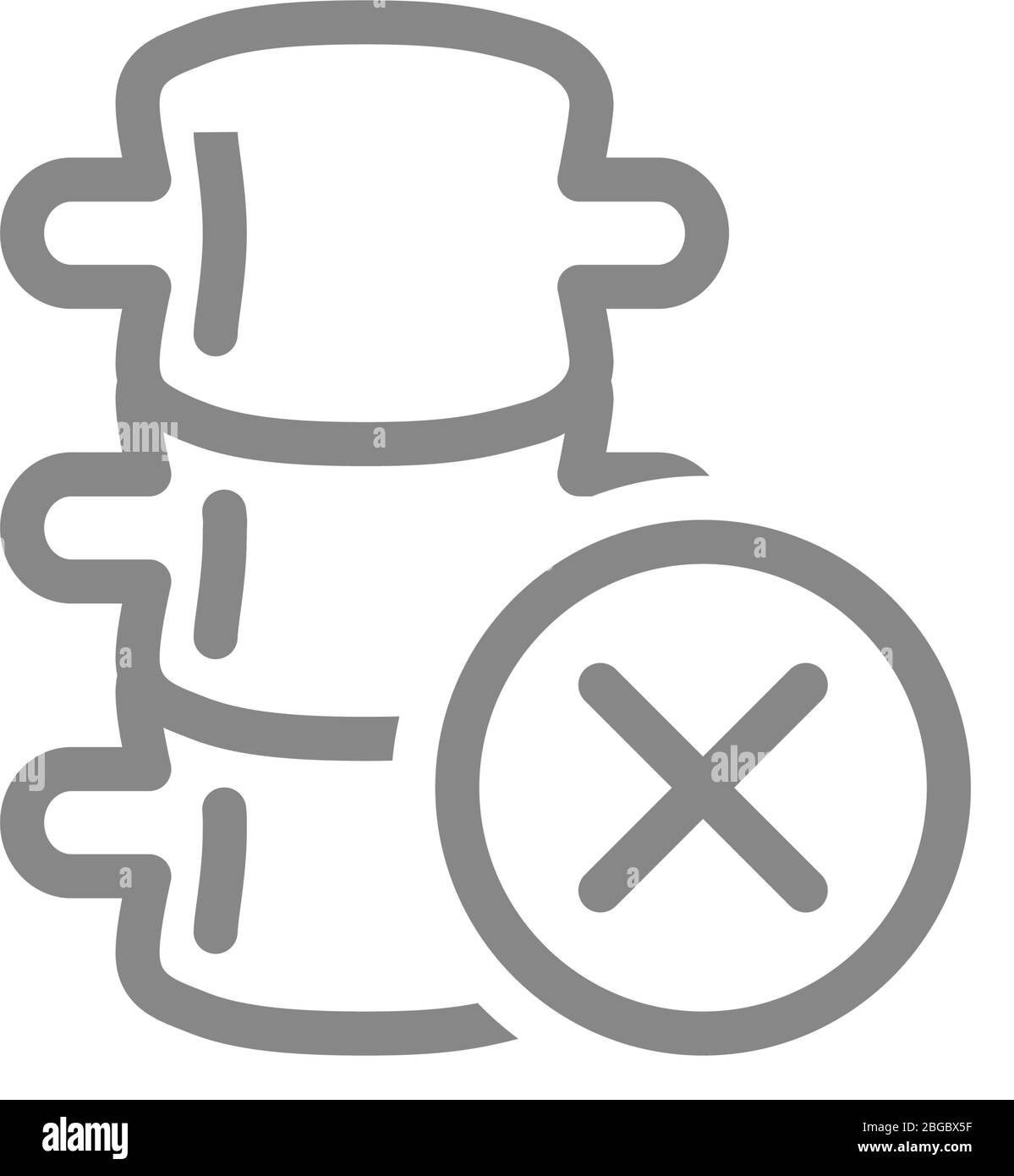 Spine with cross checkmark line icon. Disease spinal symbol Stock ...