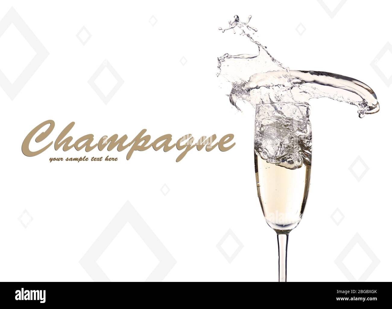 Glass of champagne with splash, isolated on white Stock Photo - Alamy
