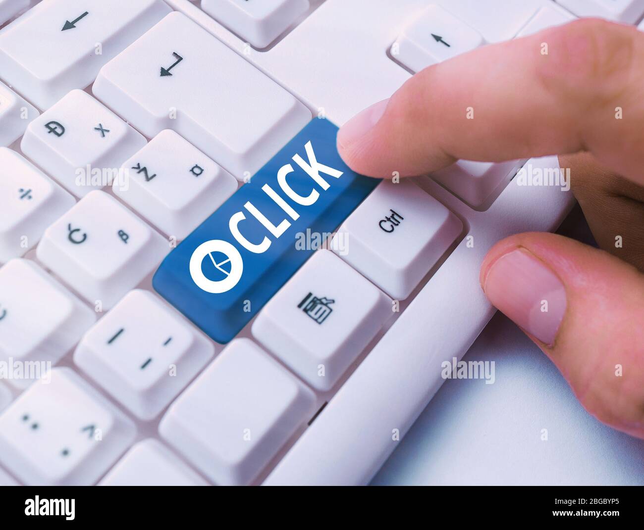 Conceptual hand writing showing Click. Concept meaning Act of pressing ...