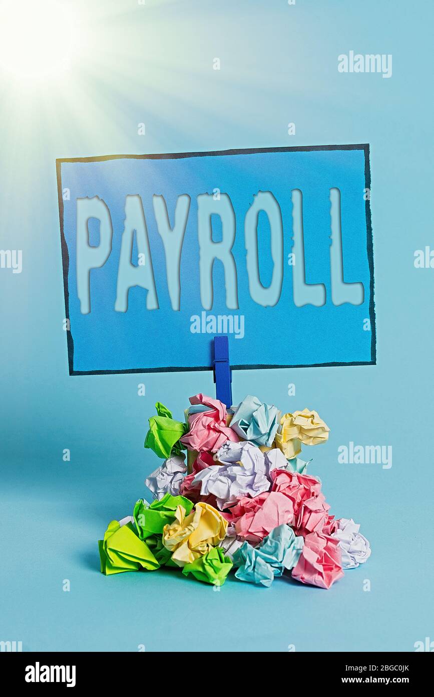 Writing note showing Payroll. Business concept for Total amount of ...