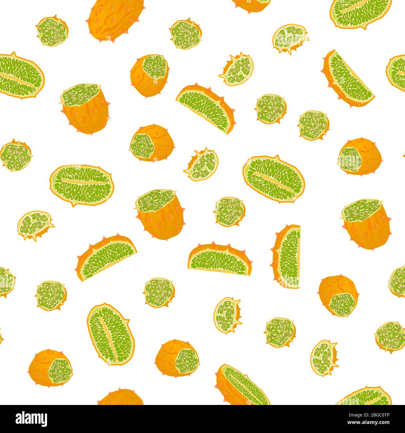 Illustration on theme big colored seamless kiwano, bright fruit pattern ...