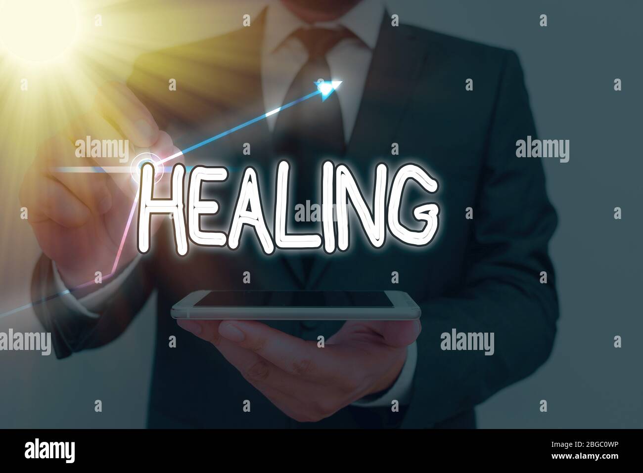 Conceptual hand writing showing Healing. Concept meaning process of ...