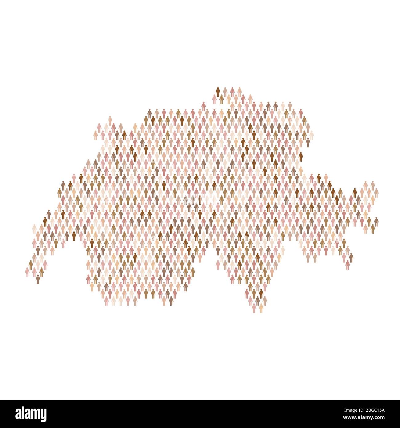 Switzerland population infographic. Map made from stick figure people ...