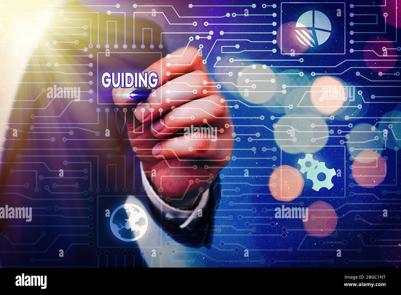 Handwriting text Guiding. Conceptual photo to show someone how to do something difficult ...