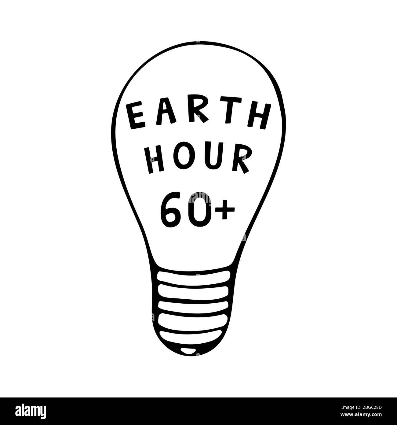 Earth Hour. Light bulb with an inscription inside. Save the planet ...