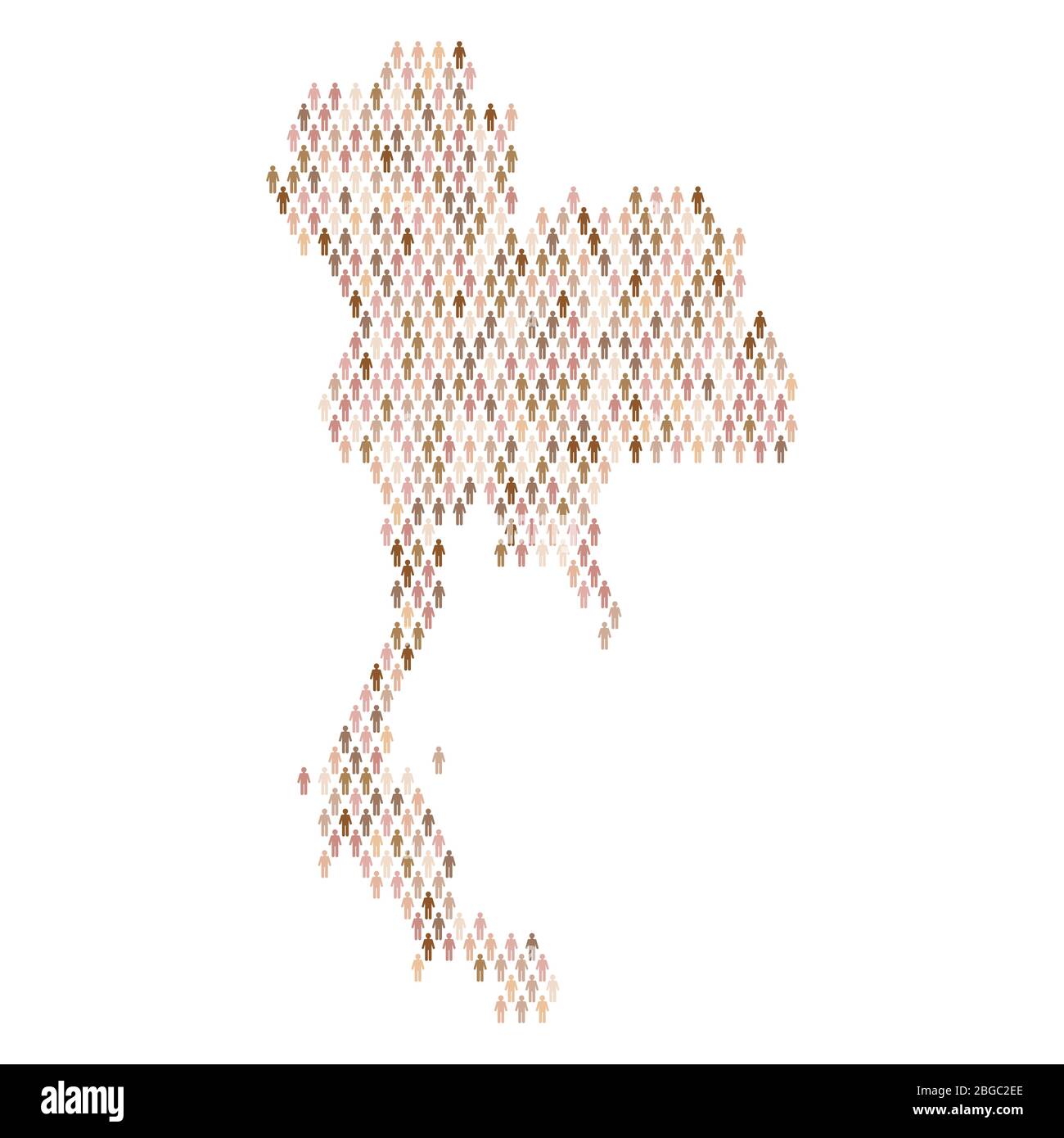 Thailand population infographic. Map made from stick figure people ...