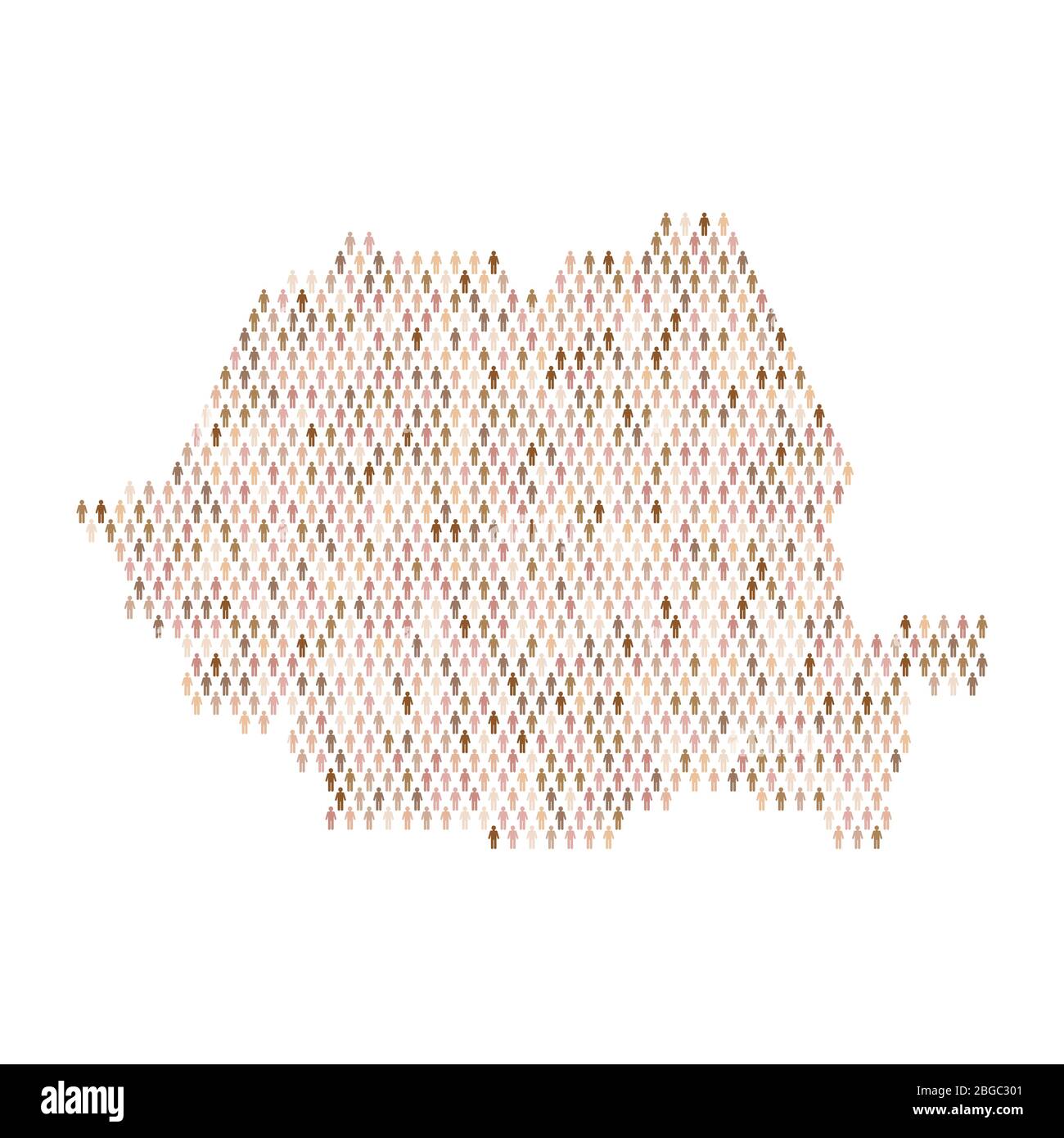 Romania population infographic. Map made from stick figure people Stock ...