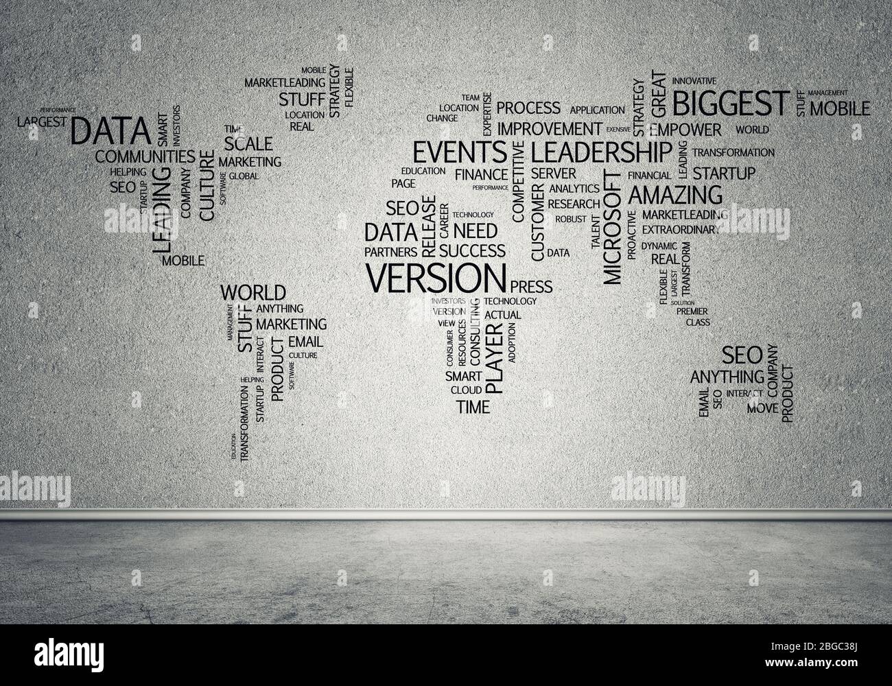 World map in typography Stock Photo - Alamy