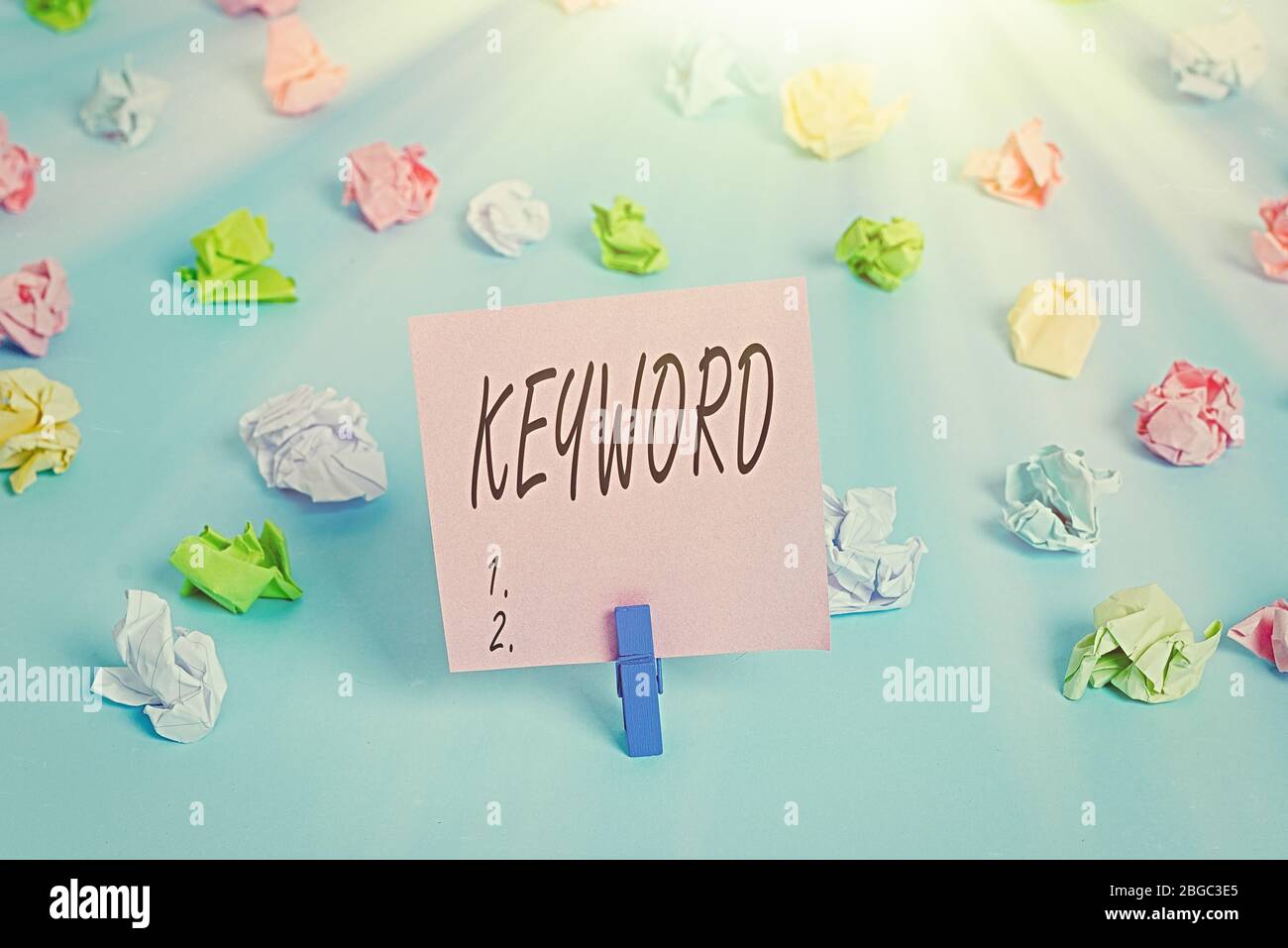 Writing note showing Keyword. Business concept for word which acts as ...