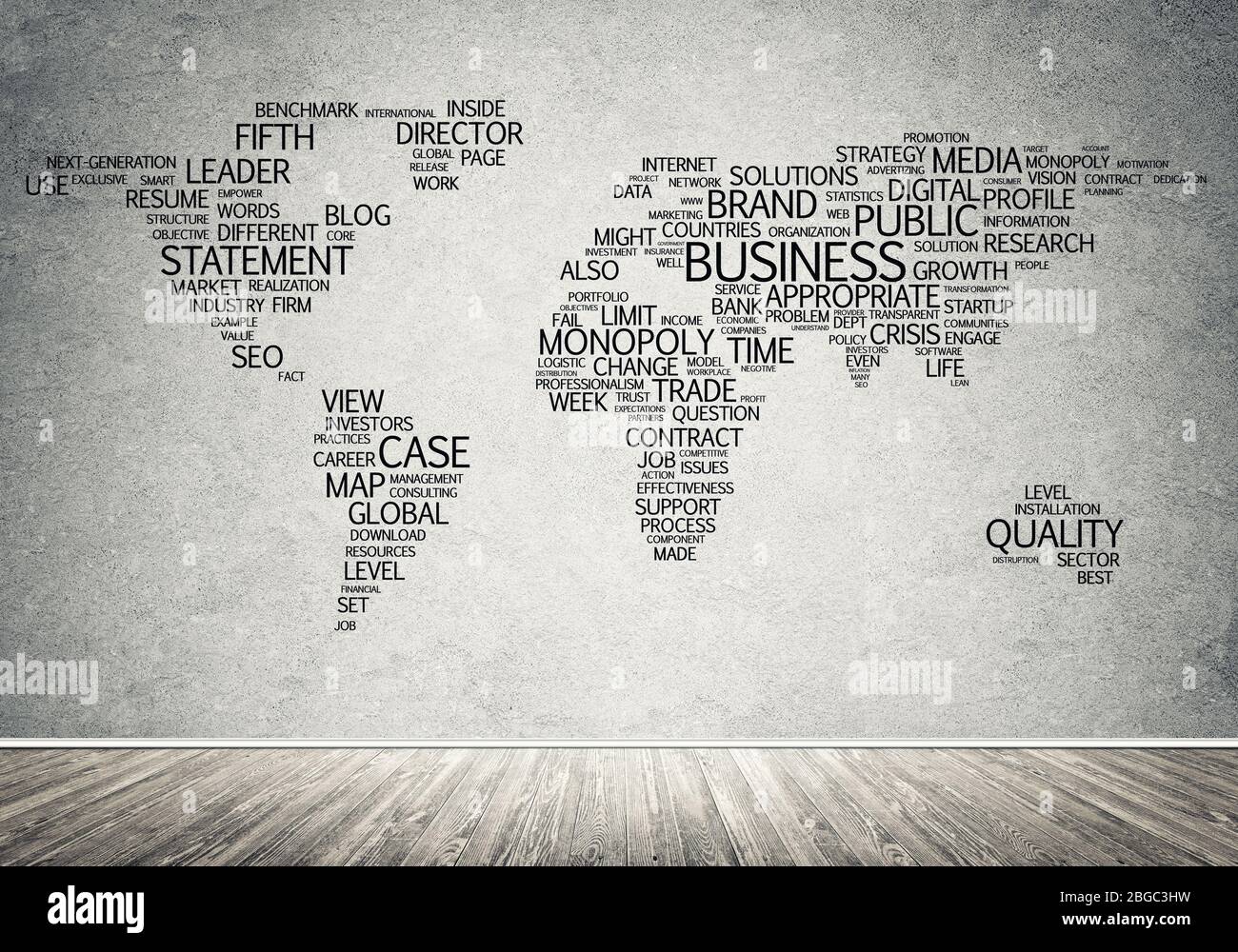 World map in typography Stock Photo - Alamy